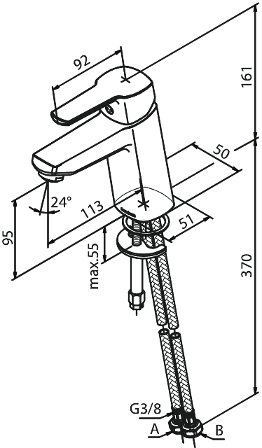 Pine Chrome Medium Basin Mixer [https://damixa.com]