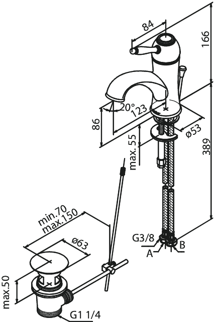 Tradition Chrome Basin Mixer with pop up waste [https://damixa.com]