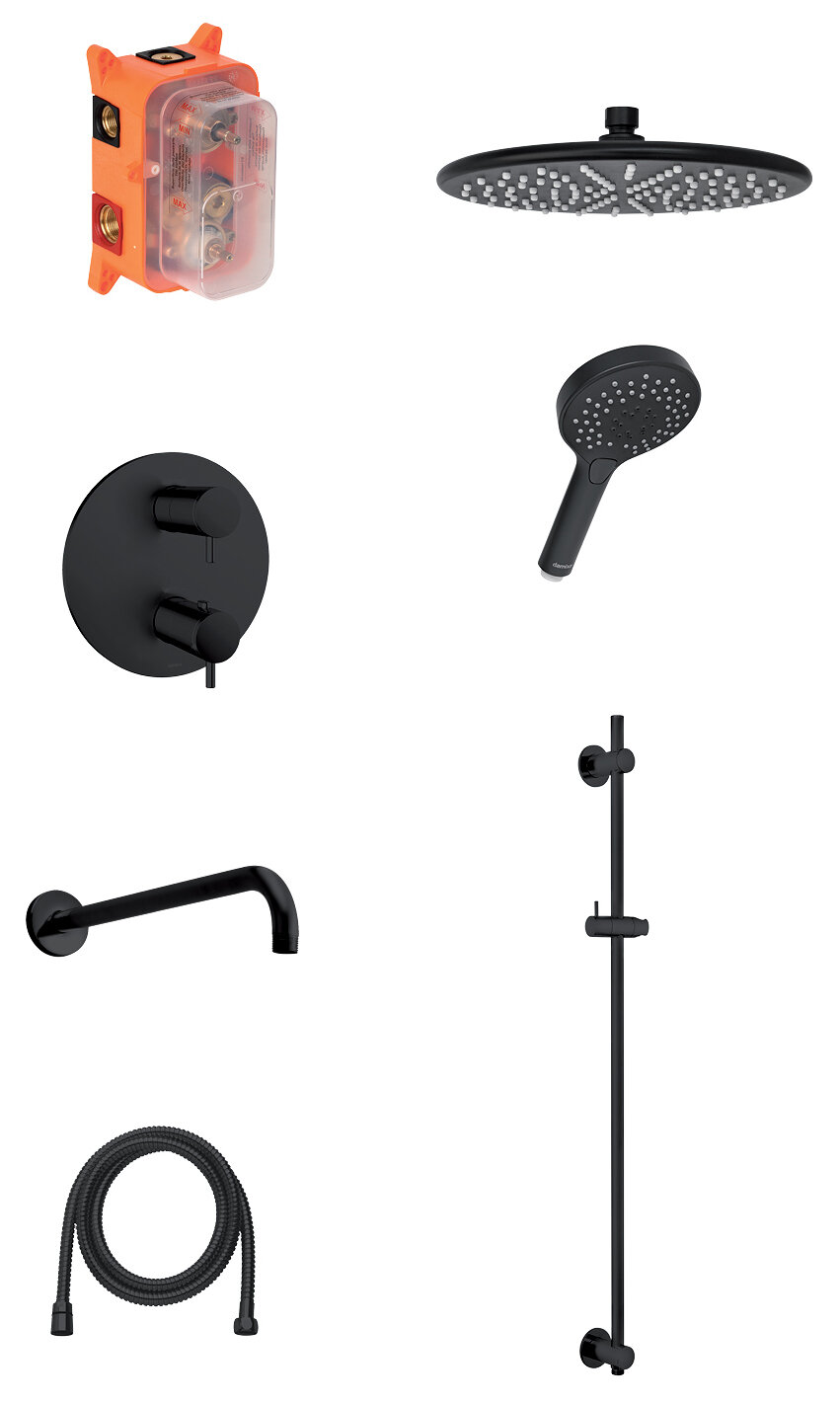 Silhouet Matt black SR1 - Complete concealed shower system [https://damixa.com]