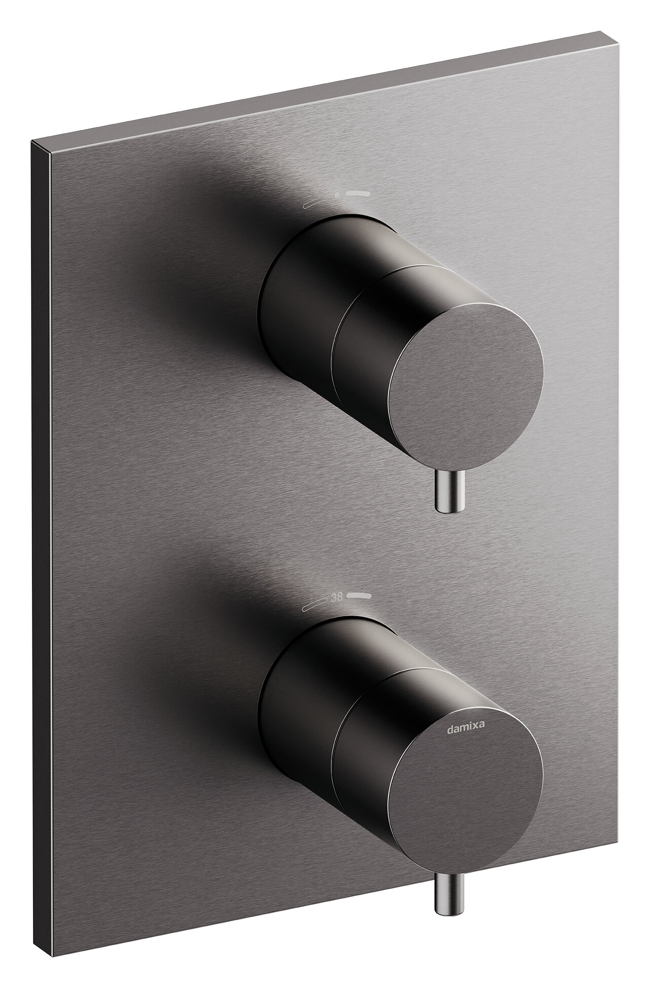 Concealed Harjattu grafiitinharmaa PVD Ulko-osa, asennuslevy & kahvat, neliö [https://damixa.fi]